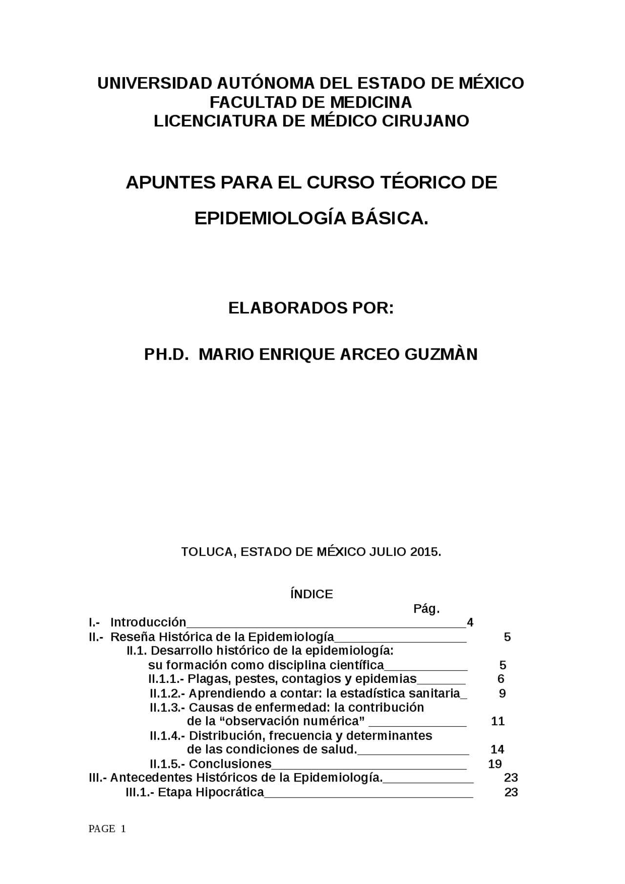 Apuntes Epidemiología Básica Docsity