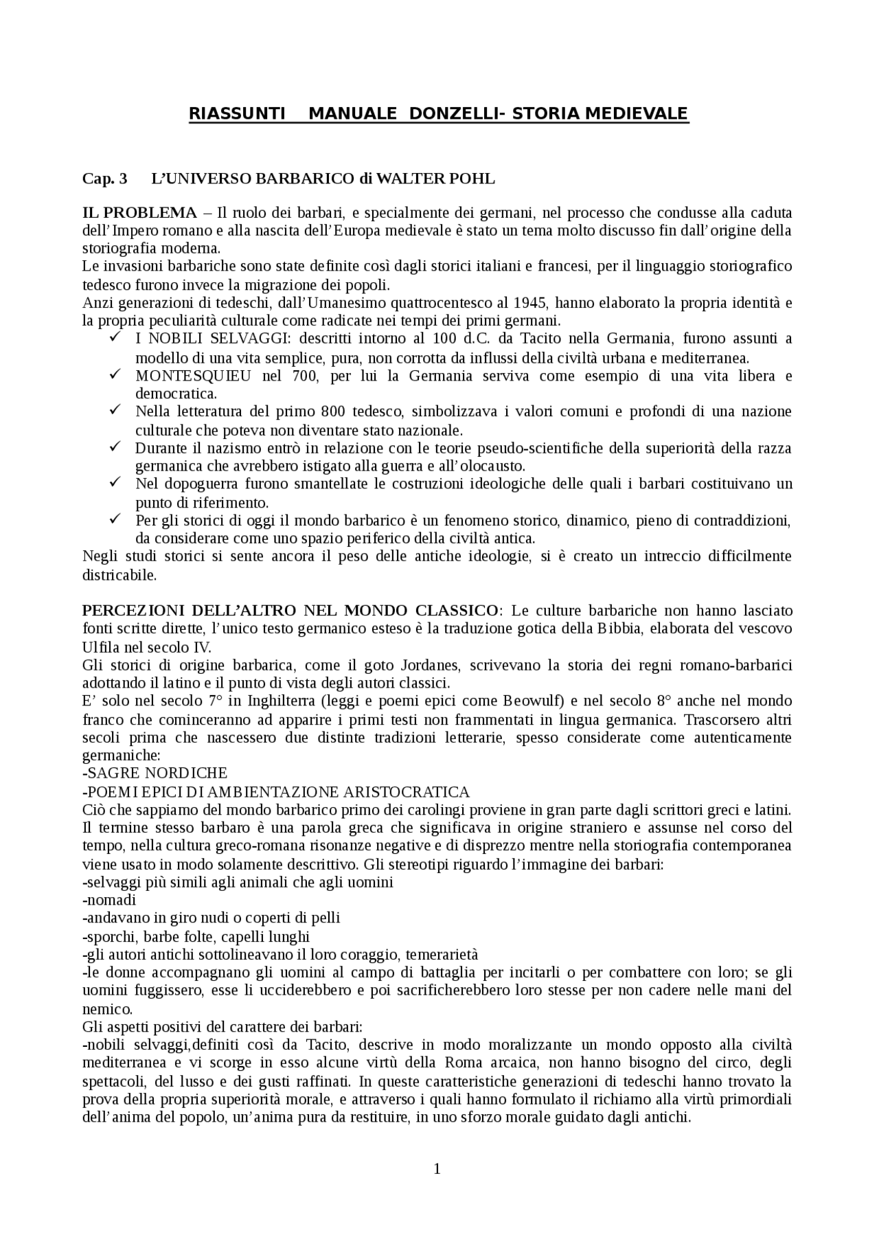 Riassunto Manuale Donzelli Storia Medievale Docsity