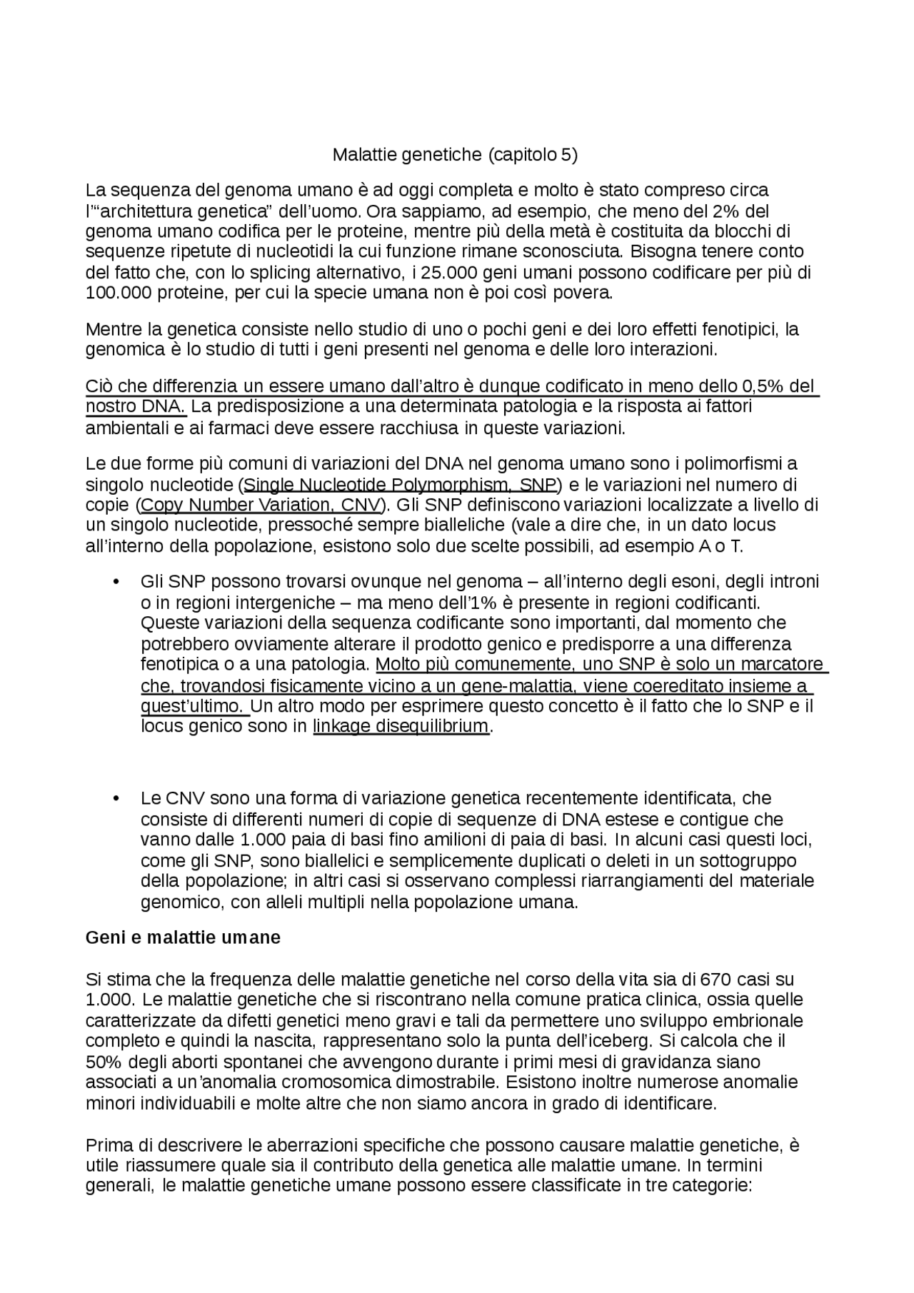 Malattie Genetiche Per Medicina Docsity