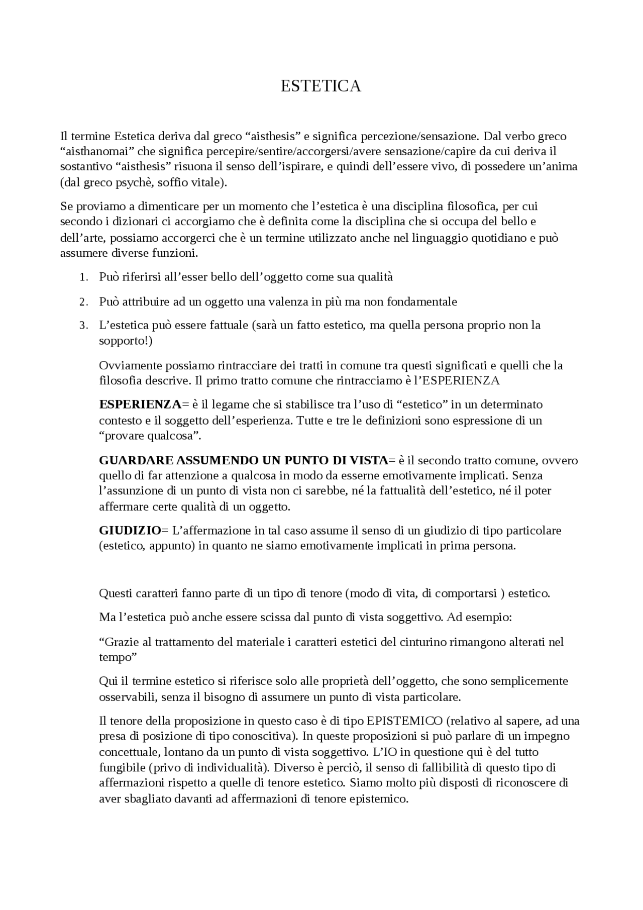 Riassunto Del Libro Forme Dellestetica Docsity