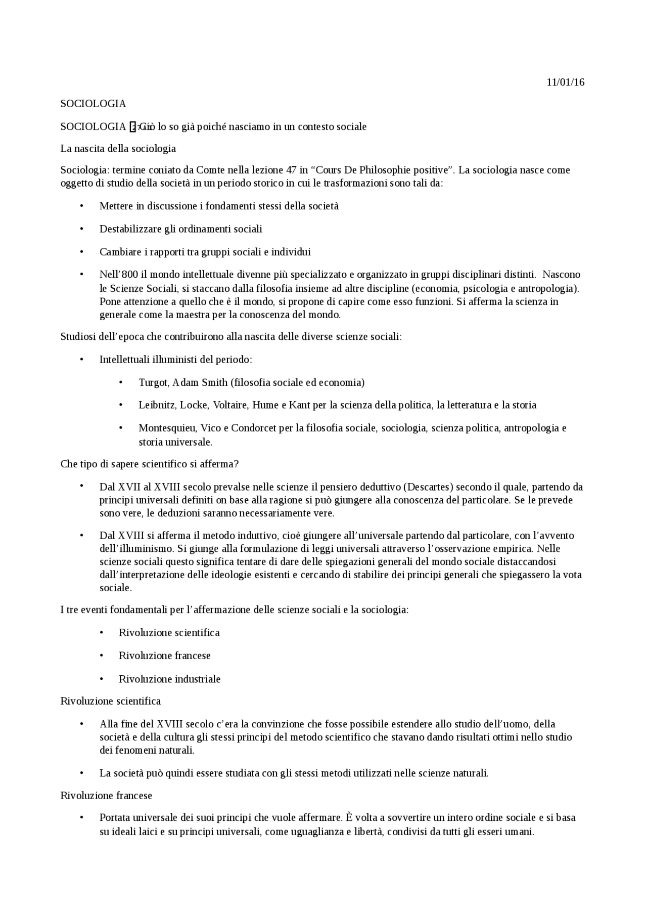 Appunti Sociologia Unimi Docsity