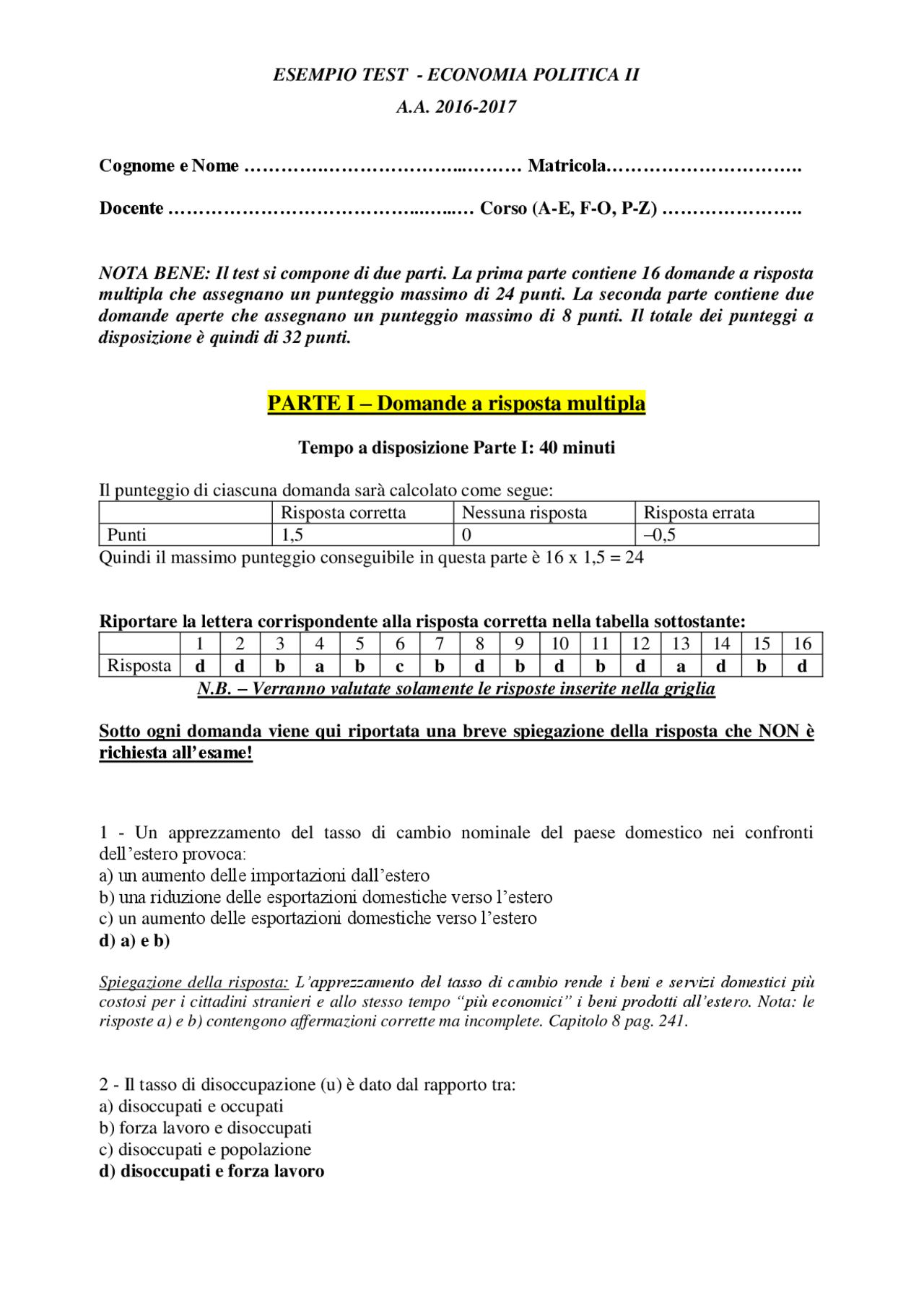 Esame Macroeconomia Docsity