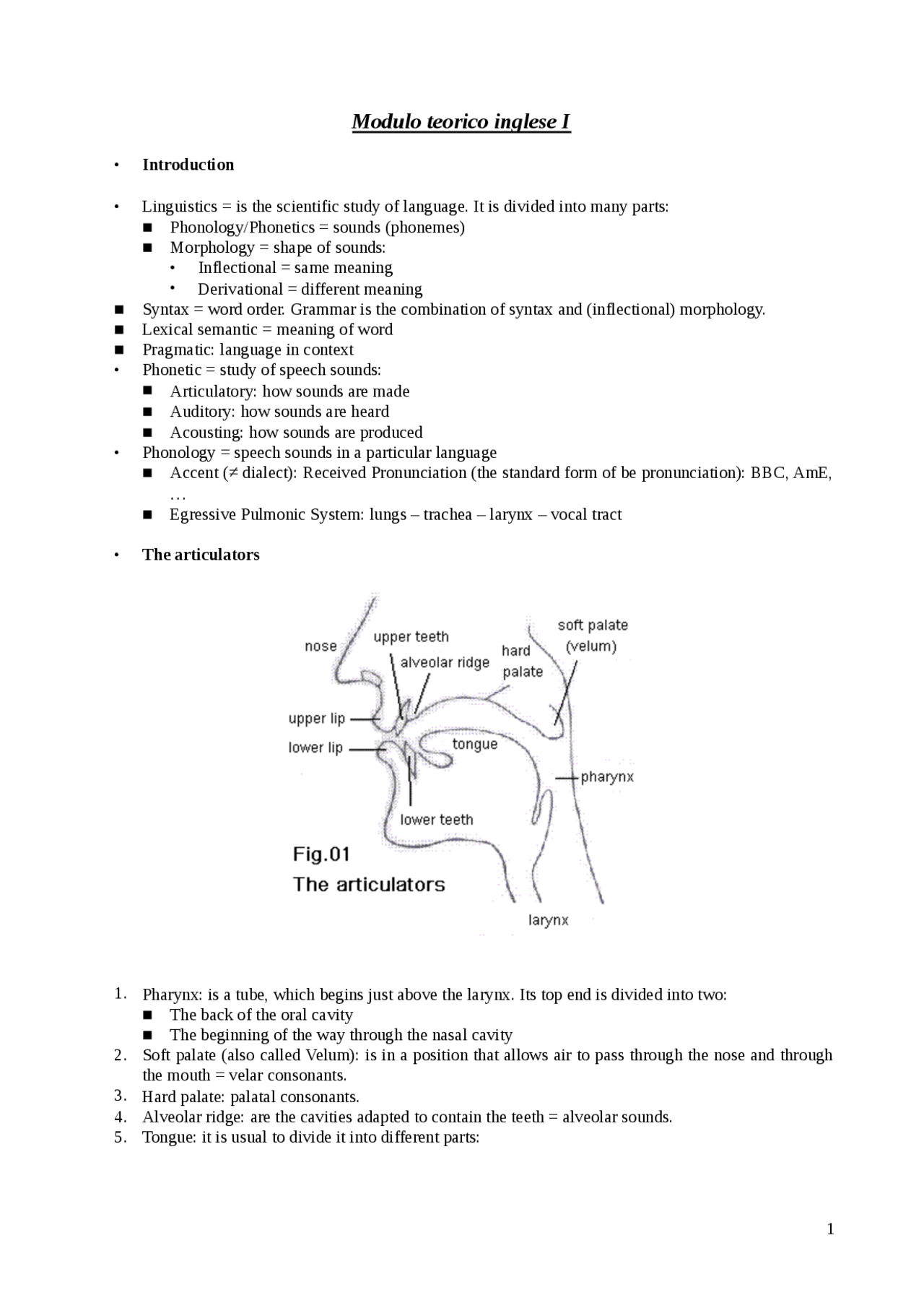 Modulo Teorico Inglese I Docsity