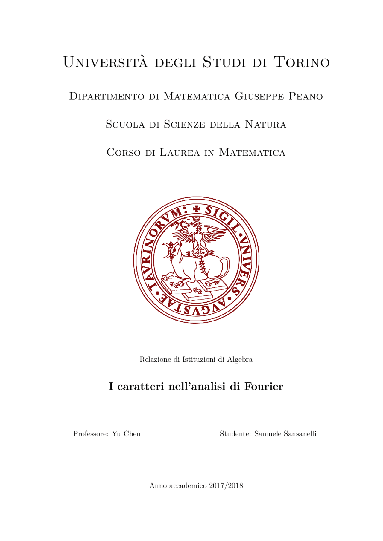 I Caratteri Nellanalisi Di Fourier Docsity