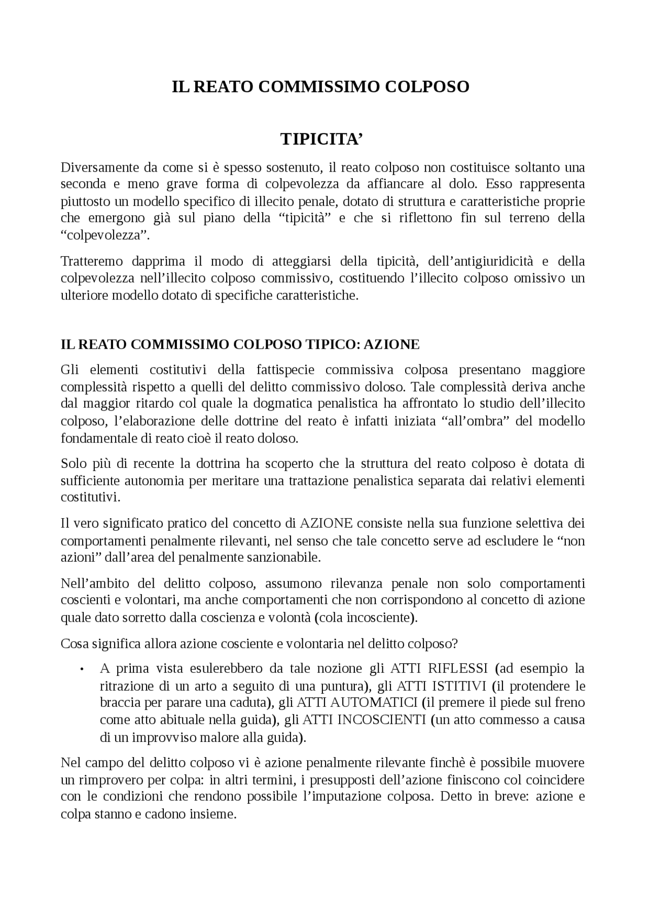 Diritto Penale Parte Generale Docsity