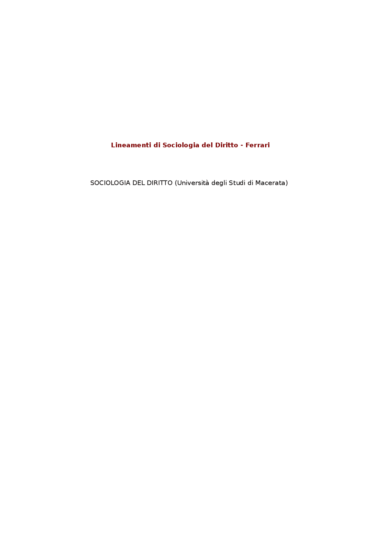 Lineamenti Di Sociologia Del Diritto V Ferrari Docsity