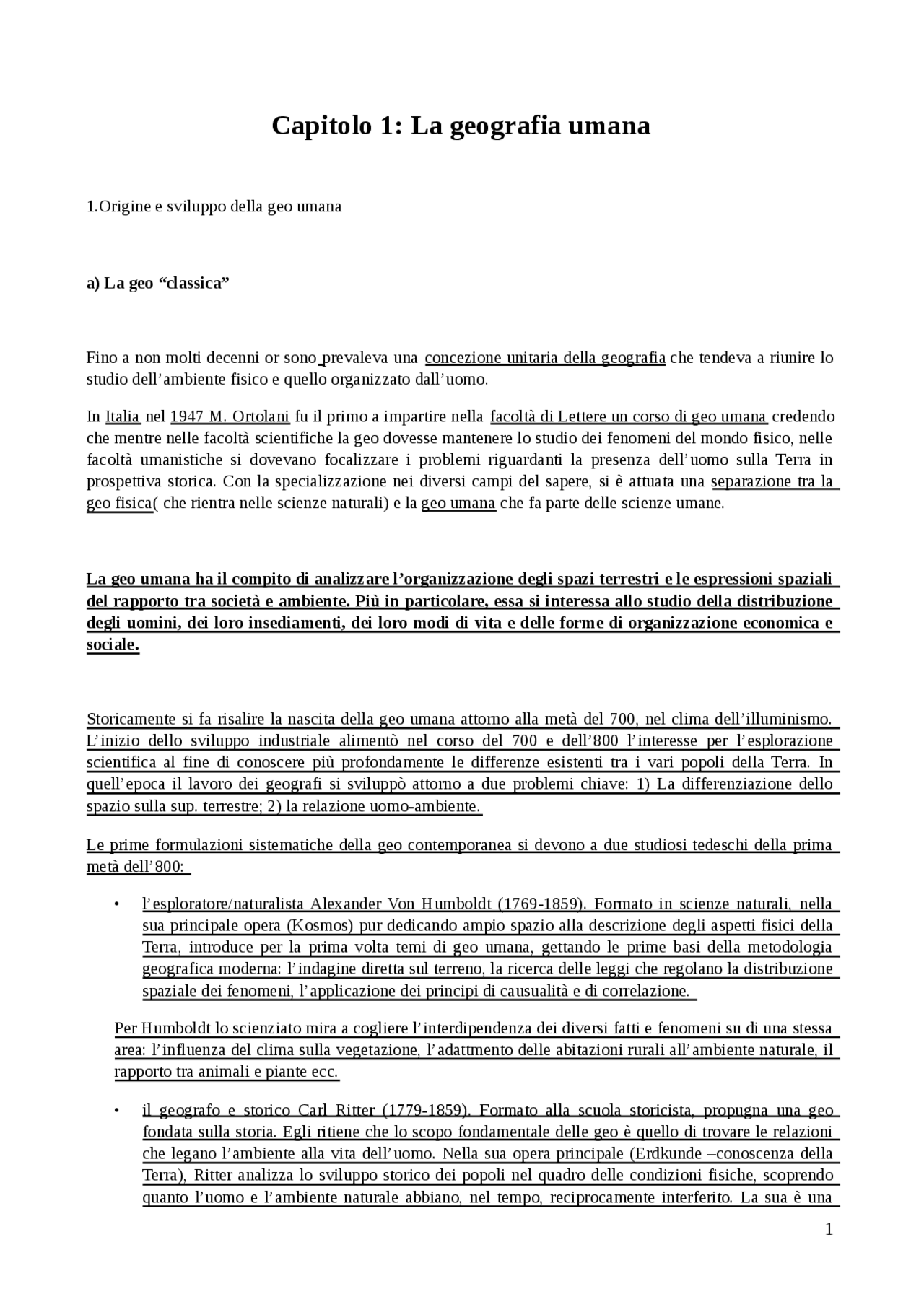 Compendio Di Geografia Umana Docsity