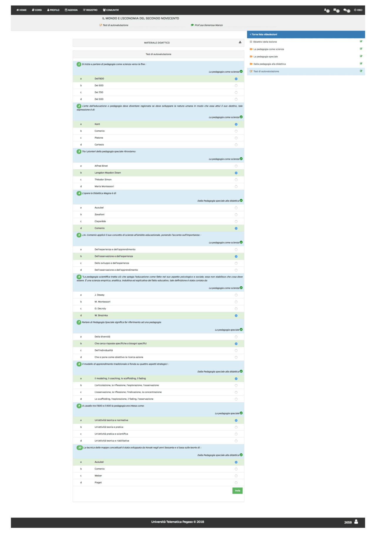 Test Didattica Inclusione 24 Cfu Pegaso Docsity