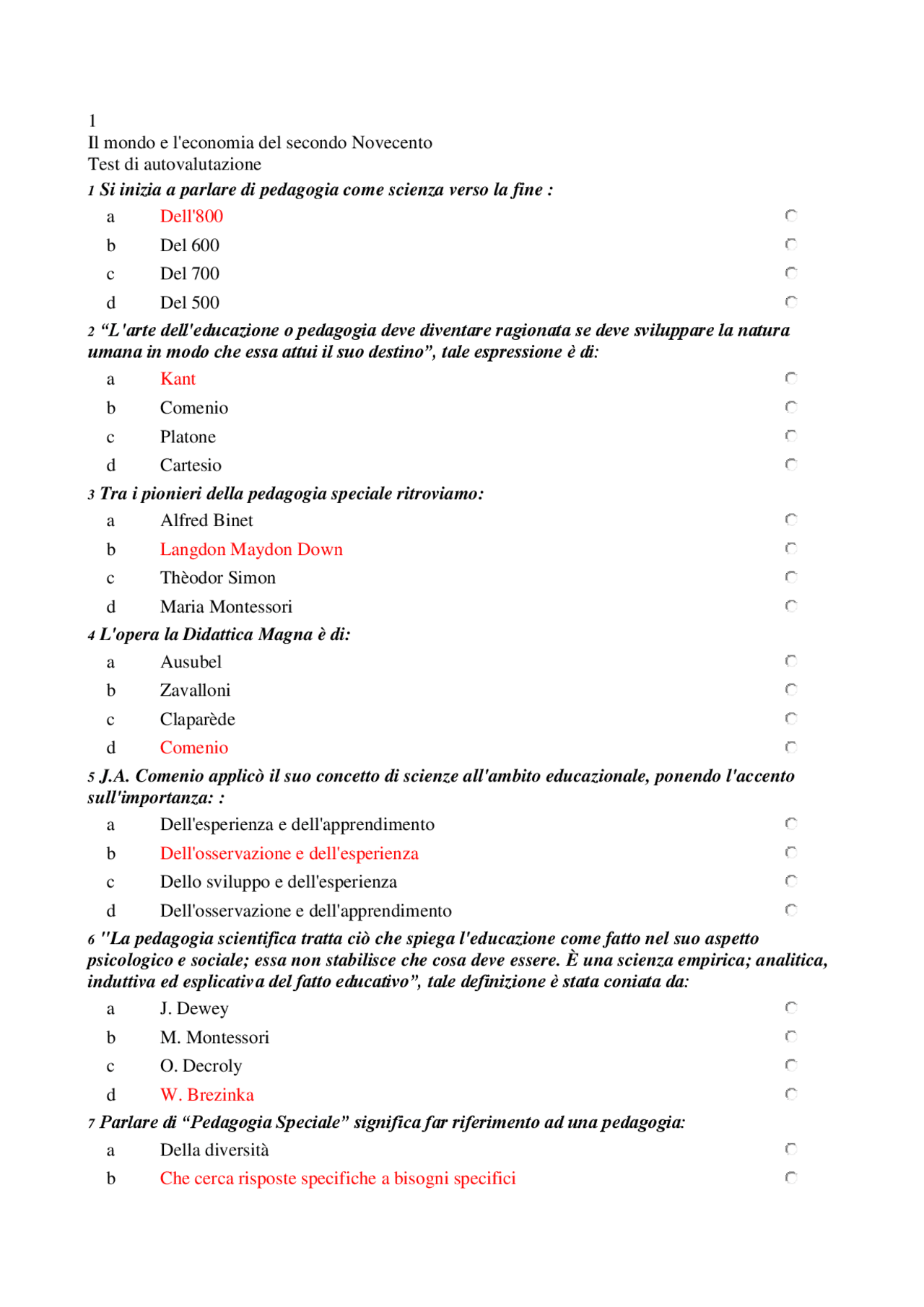 Didattica Dellinclusione Test Risposte 24 Cfu Pegaso Prove Desame