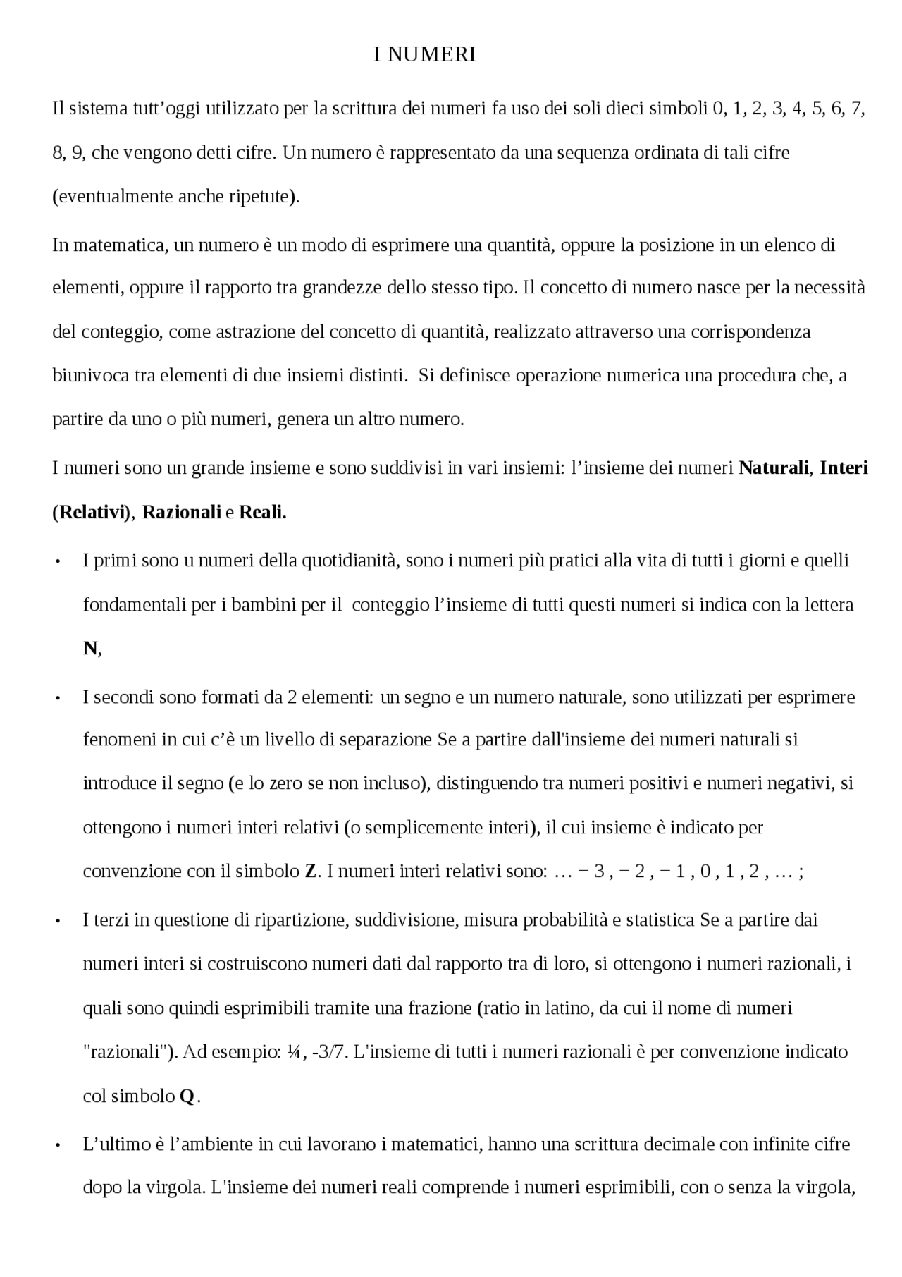 Algebra di base, il numero - Docsity