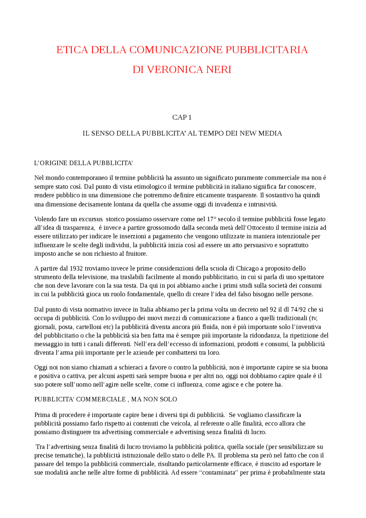 Etica Della Comunicazione Pubblicitaria Docsity
