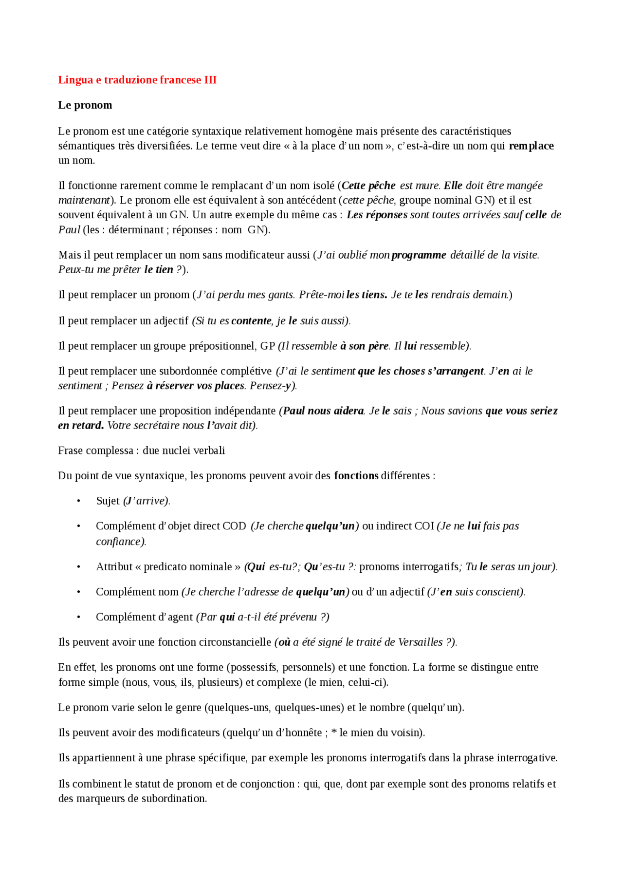 Appunti Per Esame Di Francese Docsity
