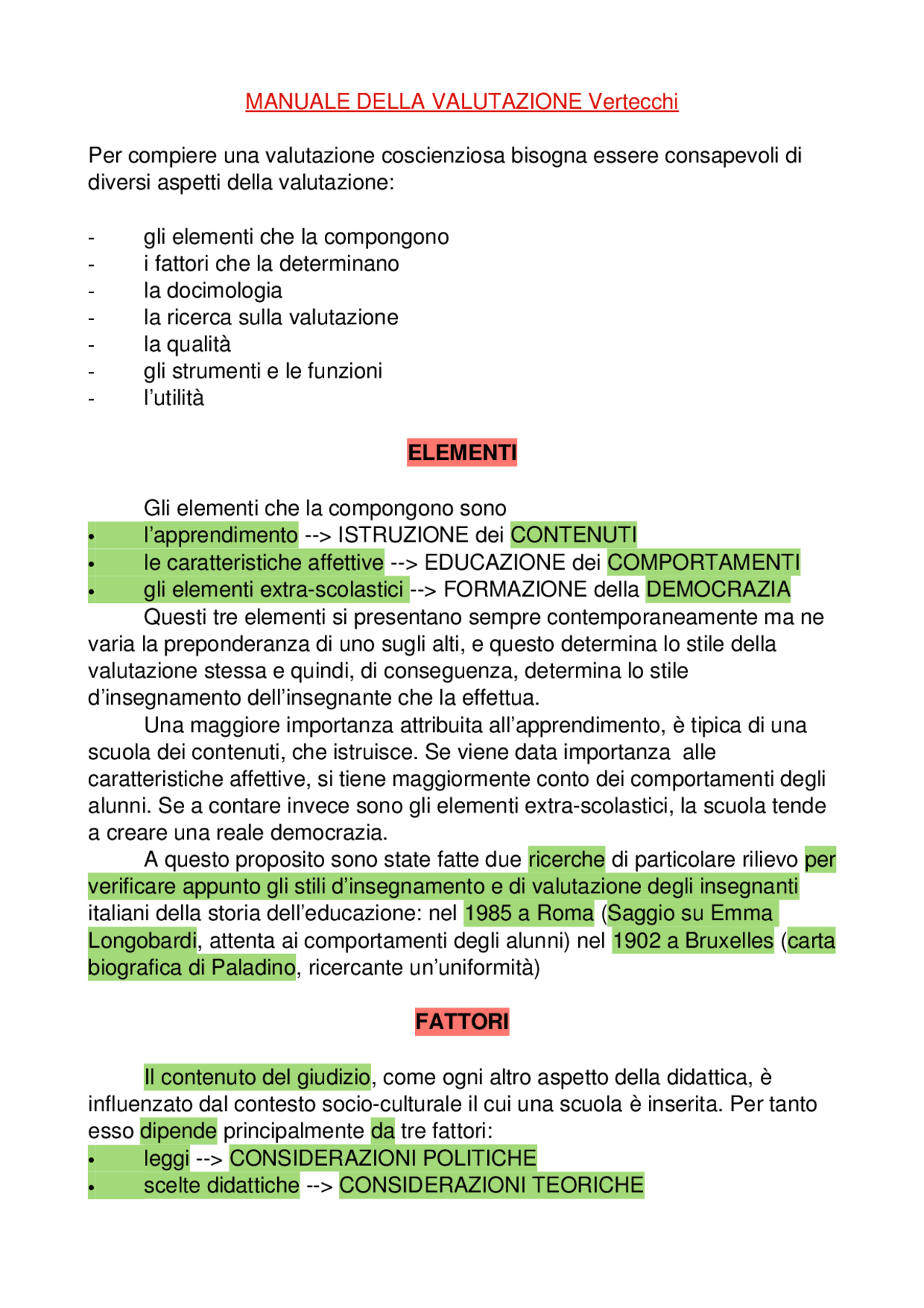 Riassunto Manuale Della Valutazione Docsity