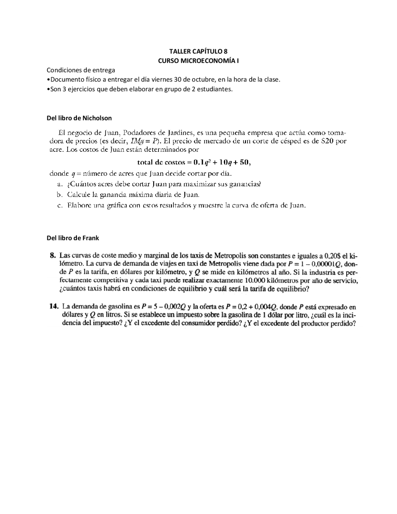 Taller De Macroeconomía 1 Docsity