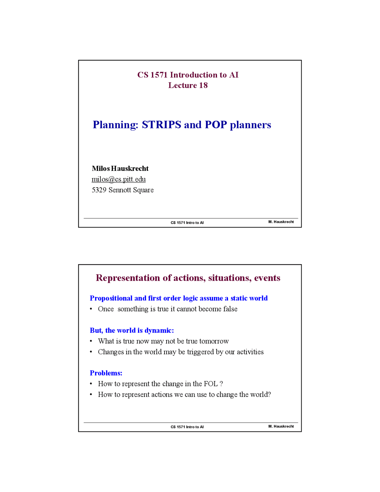 Planning Problem In Ai Docsity