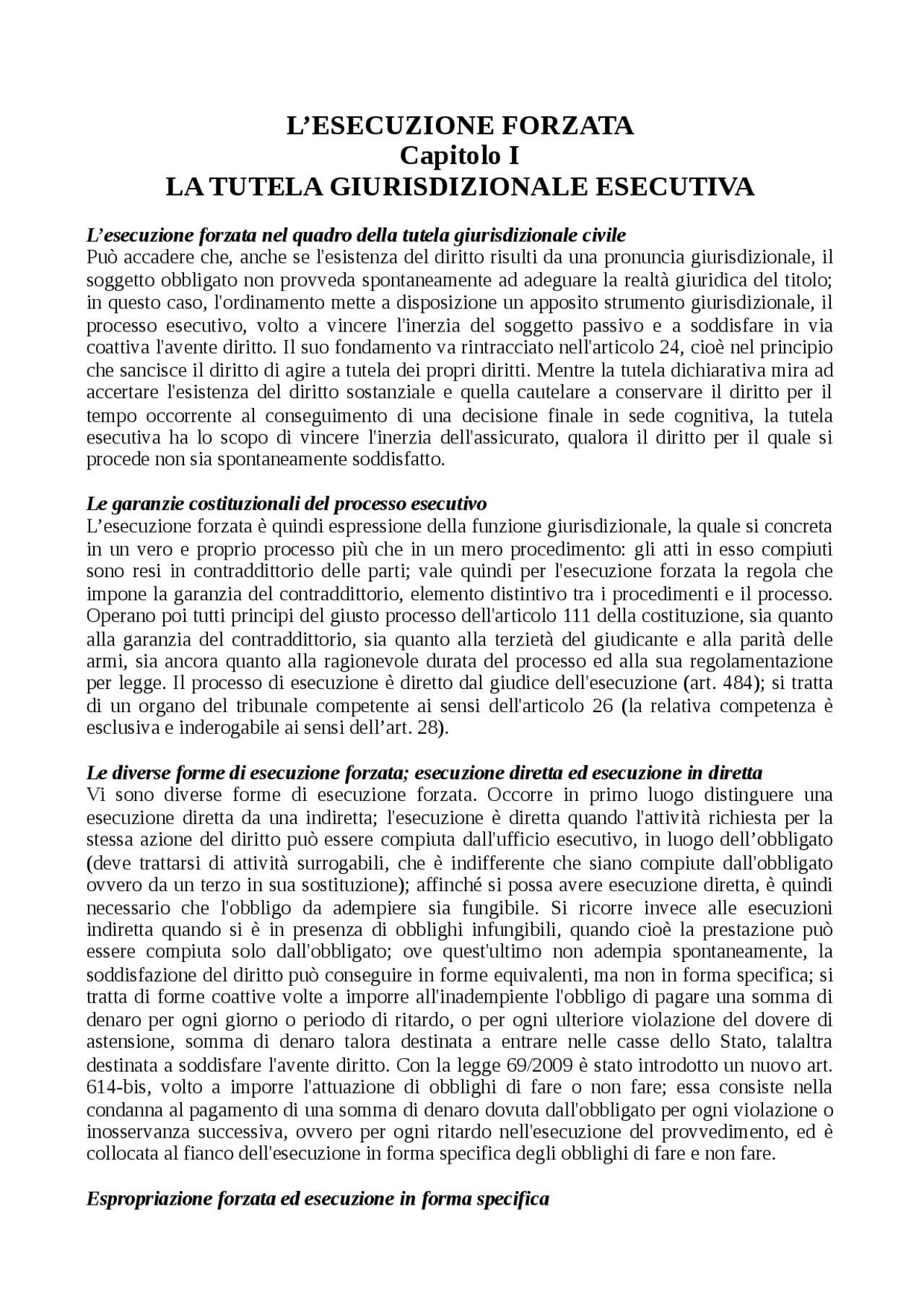 Lesecuzione Forzata Docsity