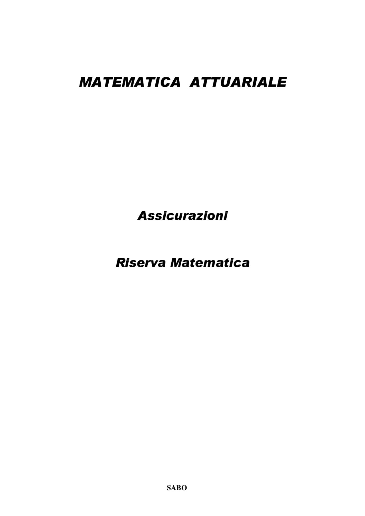 Matematica Attuariale Schemi E Dispensa Docsity