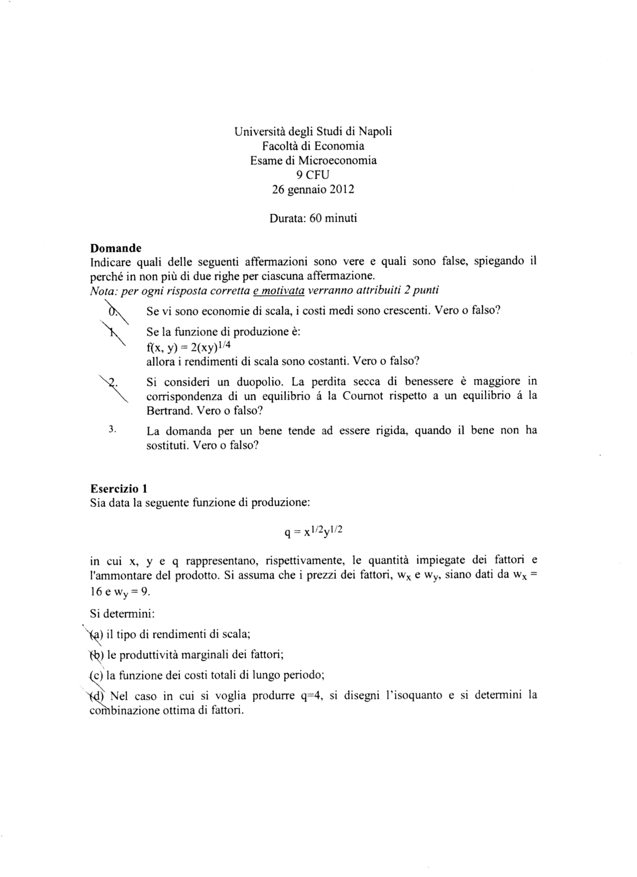 Microeconomia Prove Desame Esercizi Di Microeconomia Docsity