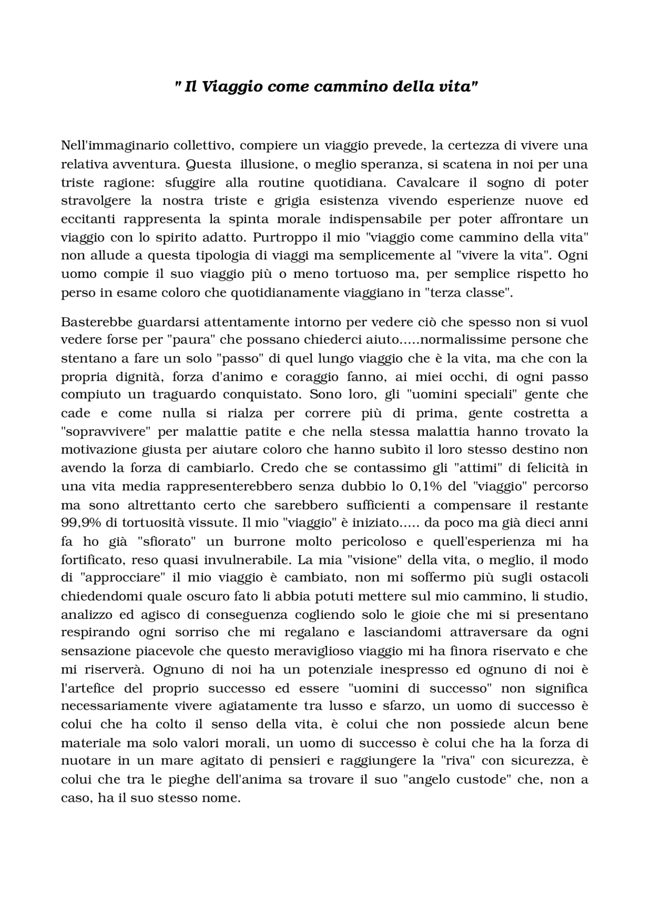 Il Viaggio Come Cammino Della Vita Docsity