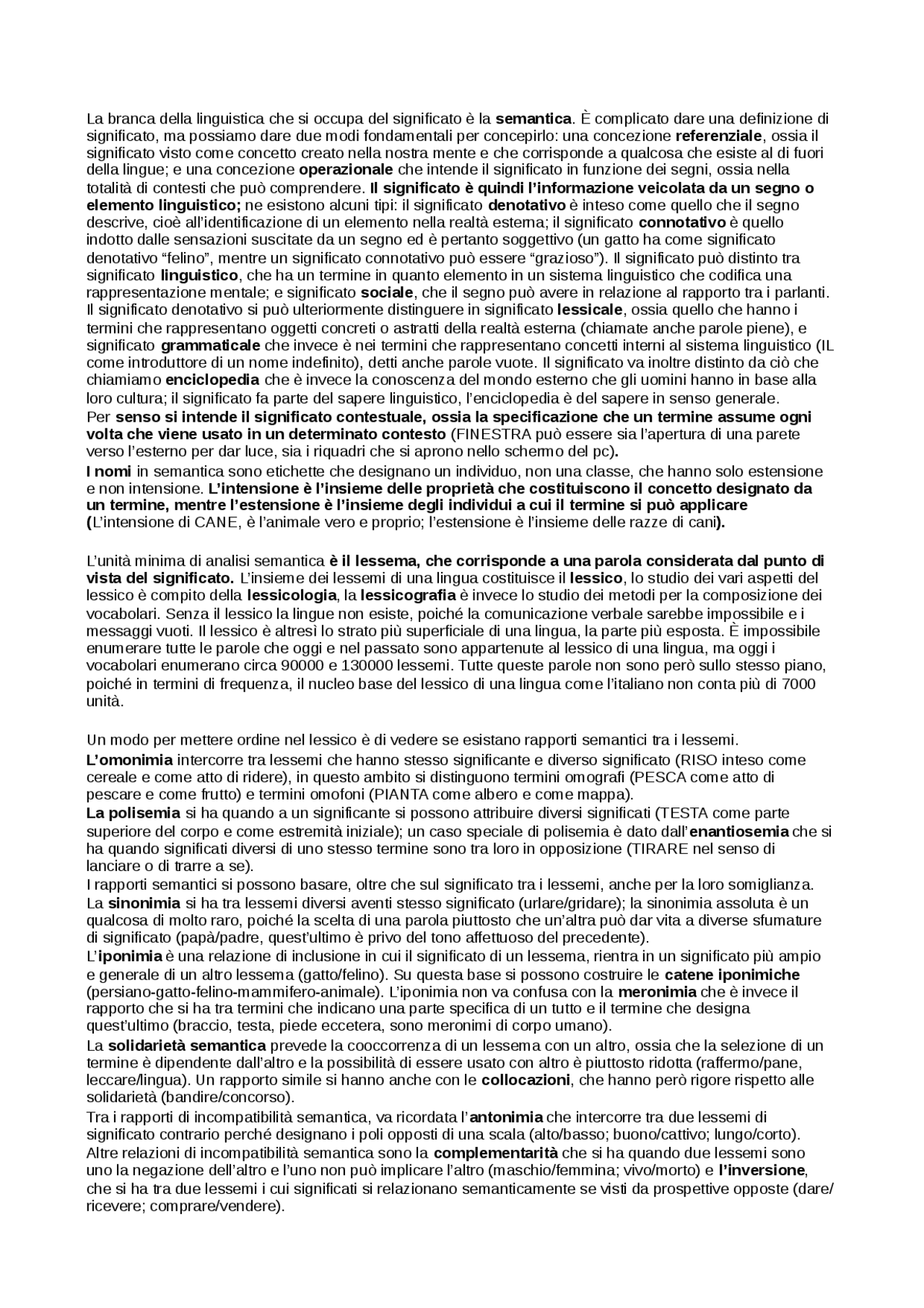 Semantica Berruto Cerruti Docsity