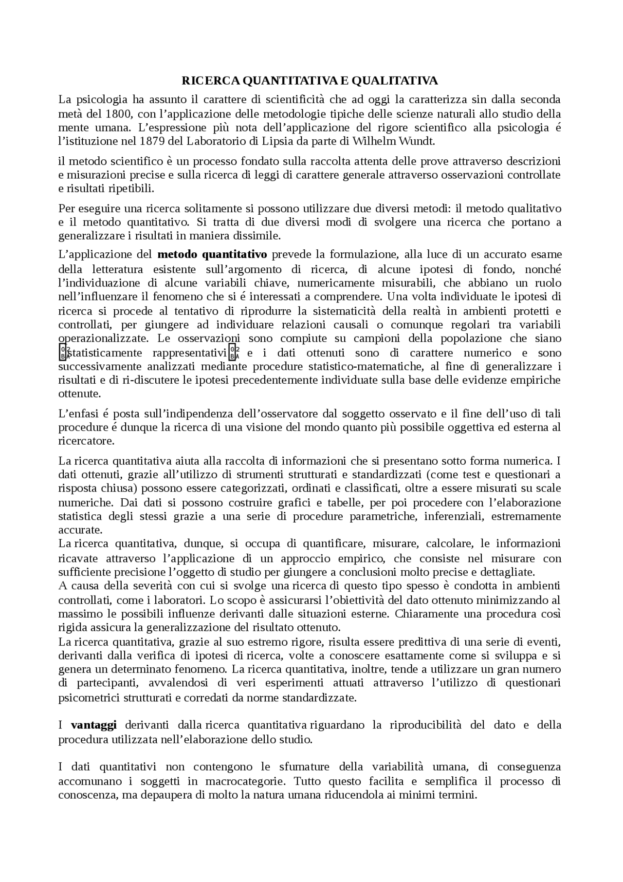 Ricerca Quantitativa Vs Qualitativa Docsity