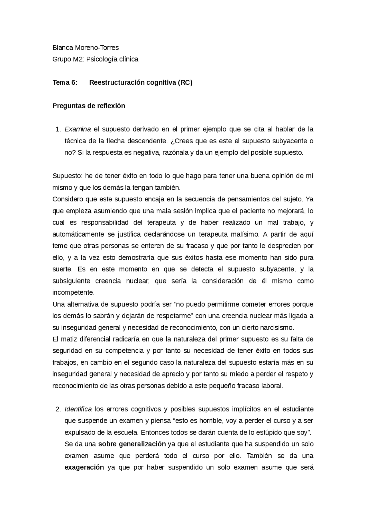 Ejercicios PsicologÍa ClÍnica Docsity