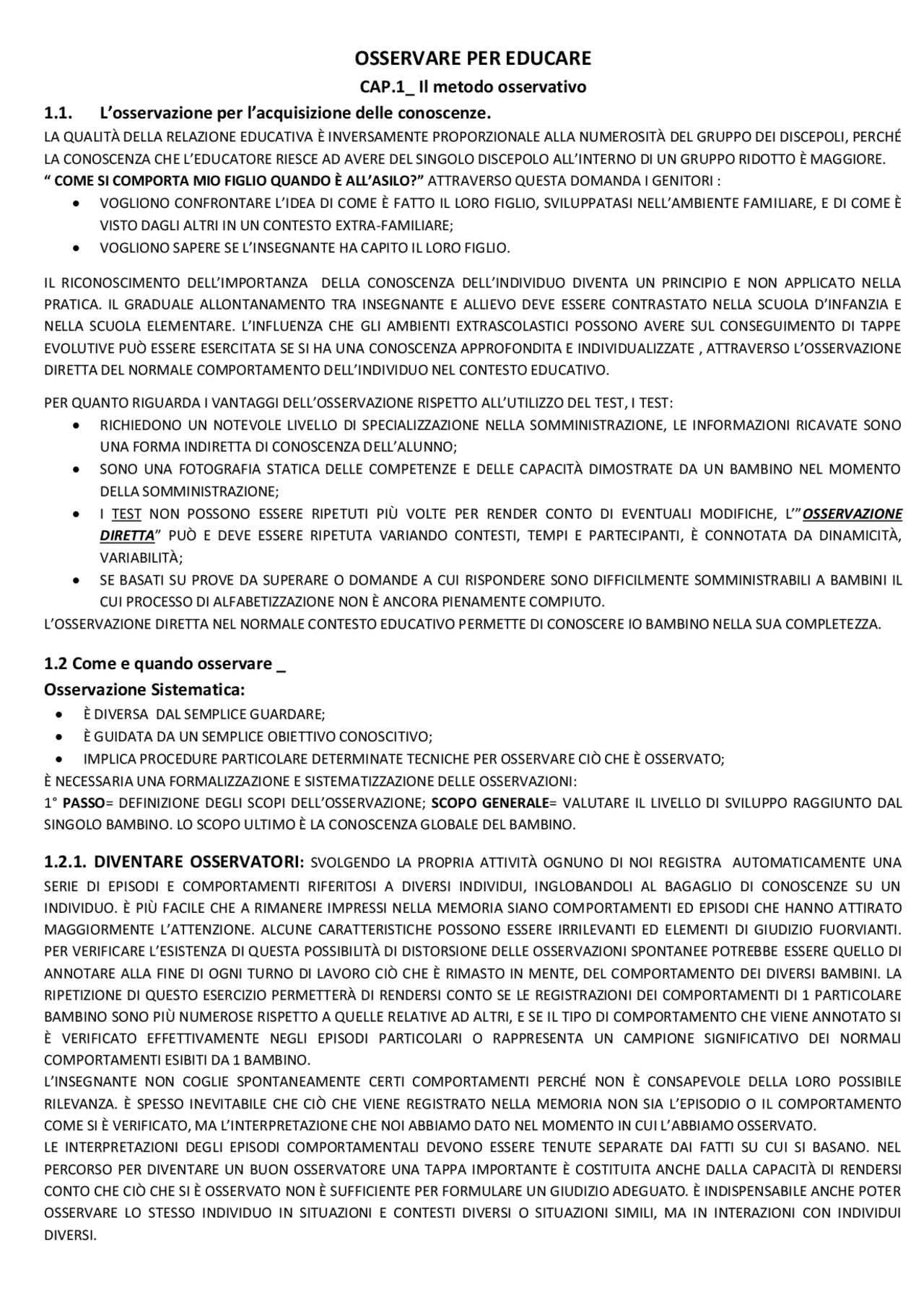 Osservare Per Educare Docsity