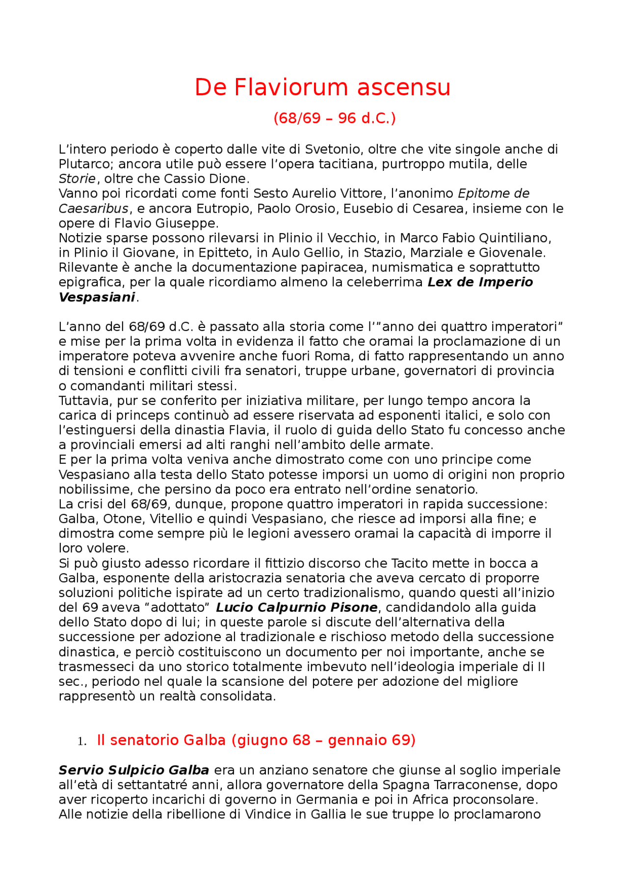 Riassunto Sui Flavi Docsity