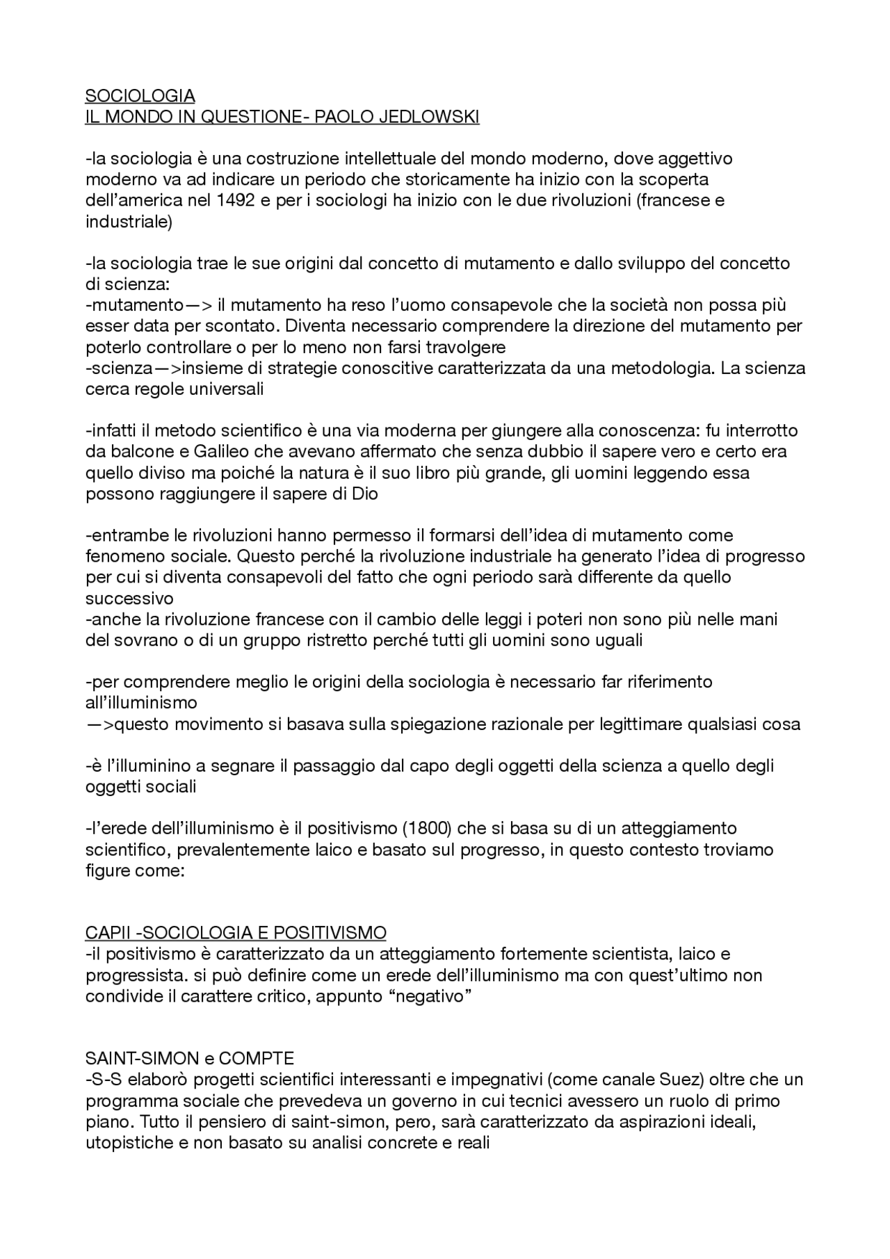 Il Mondo In Questione Paolo Jedlowski Docsity
