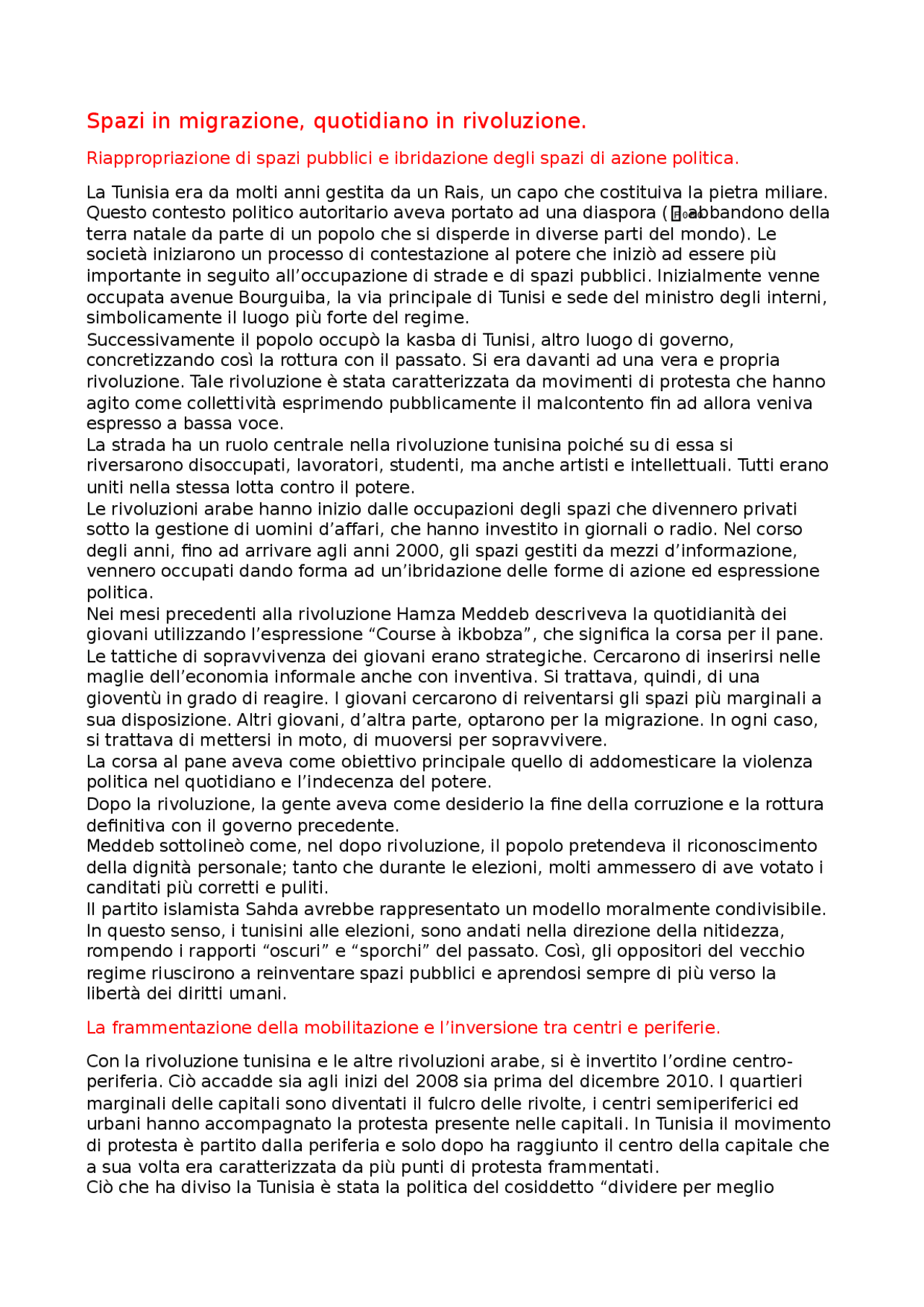 Spazi In Migrazione Modulo A Docsity