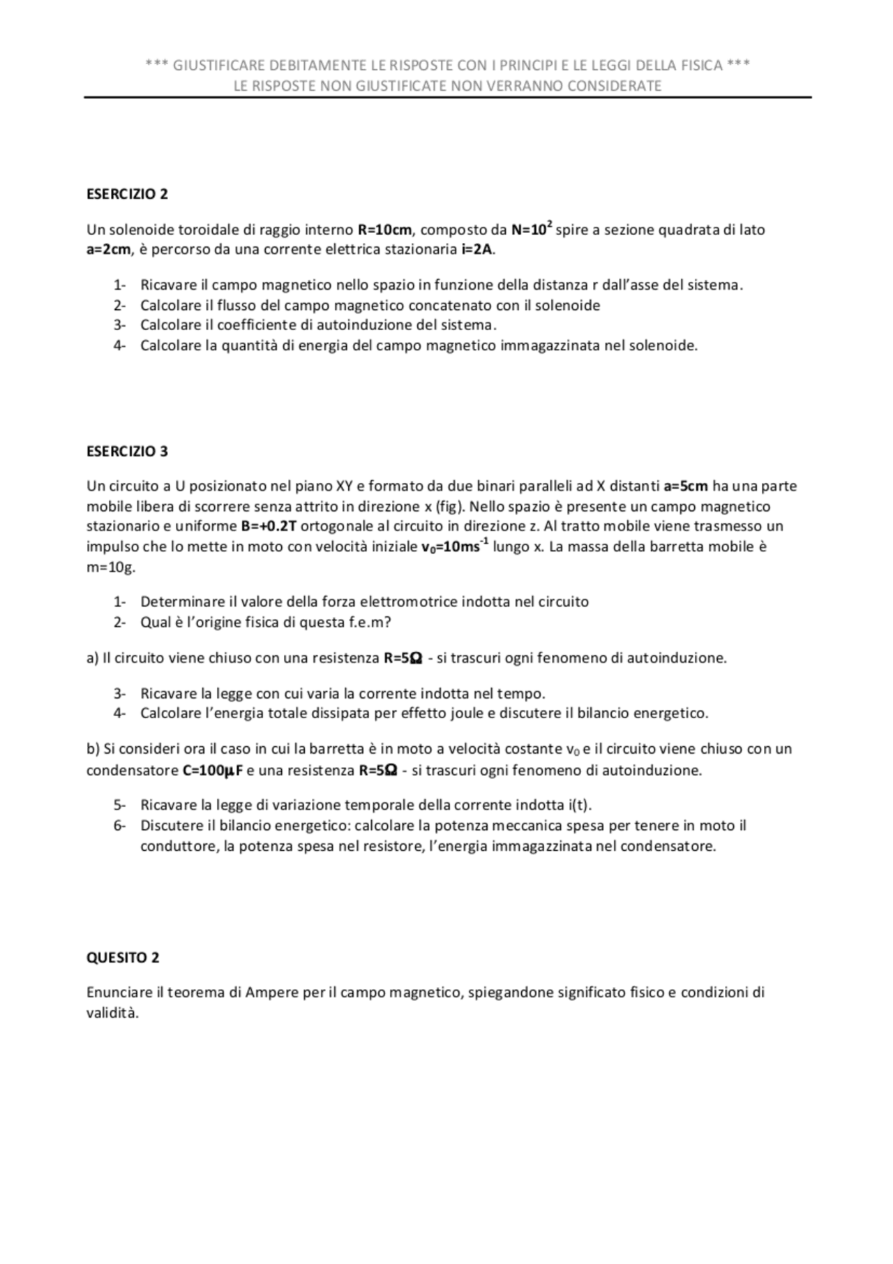 Magnetismo Eserciziario - Docsity
