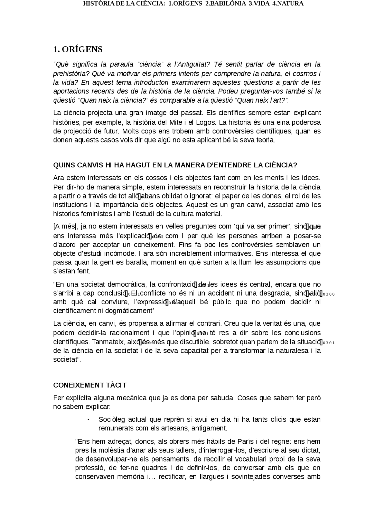 1. Història de la Ciència Xavier Roqué Humanitats - Docsity