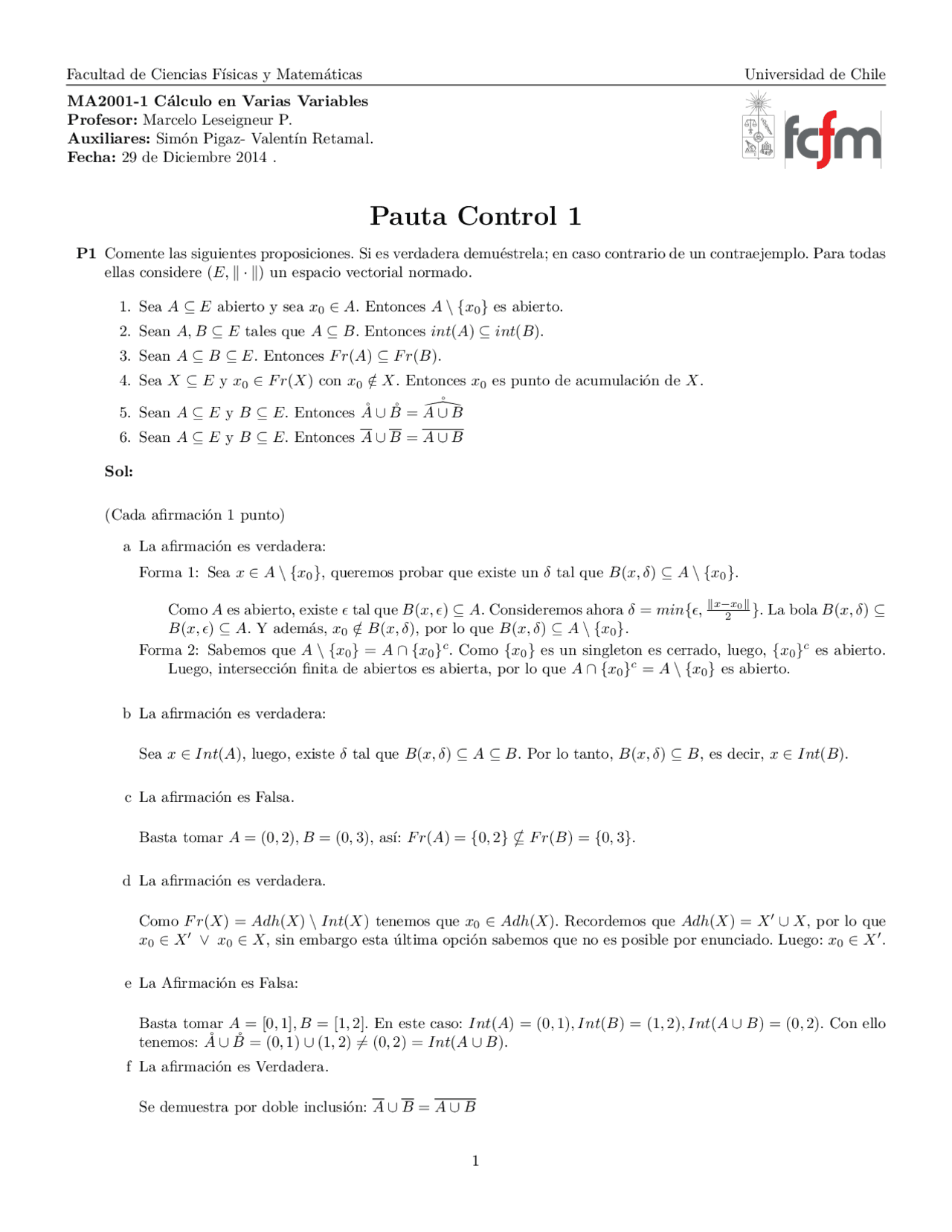Solutions to Problems in Multivariable Calculus from Universidad de Chile | Exams Advanced ...