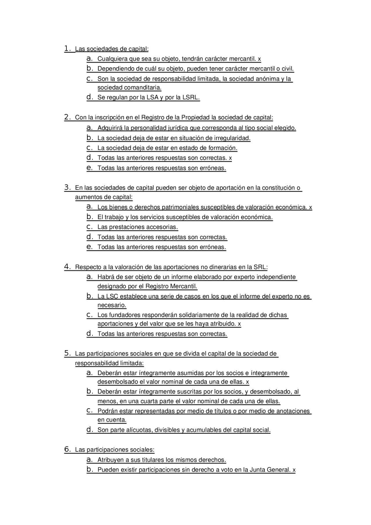 Examen Test Sociedades Docsity