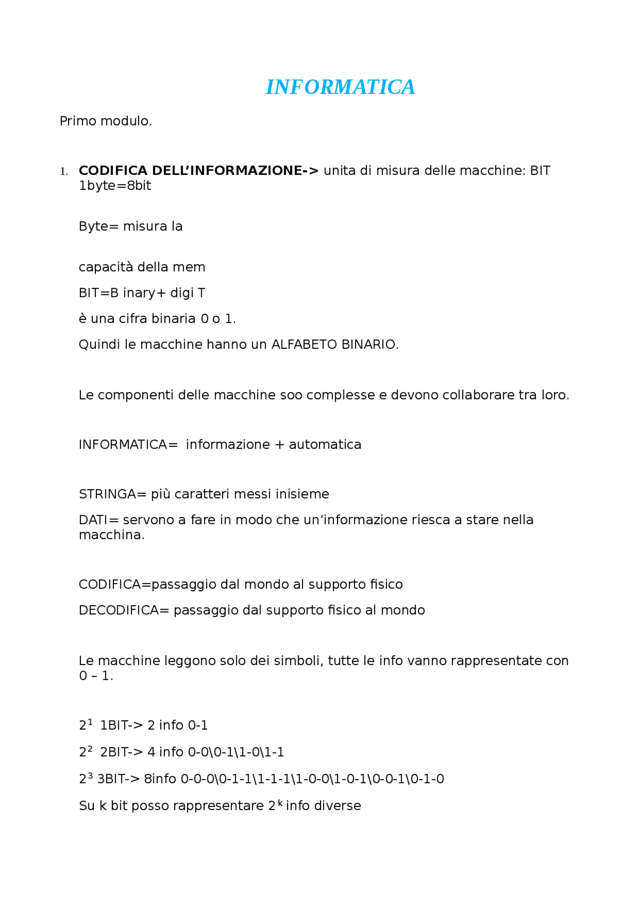 Riassunti Per Esame Di Informatica Docsity