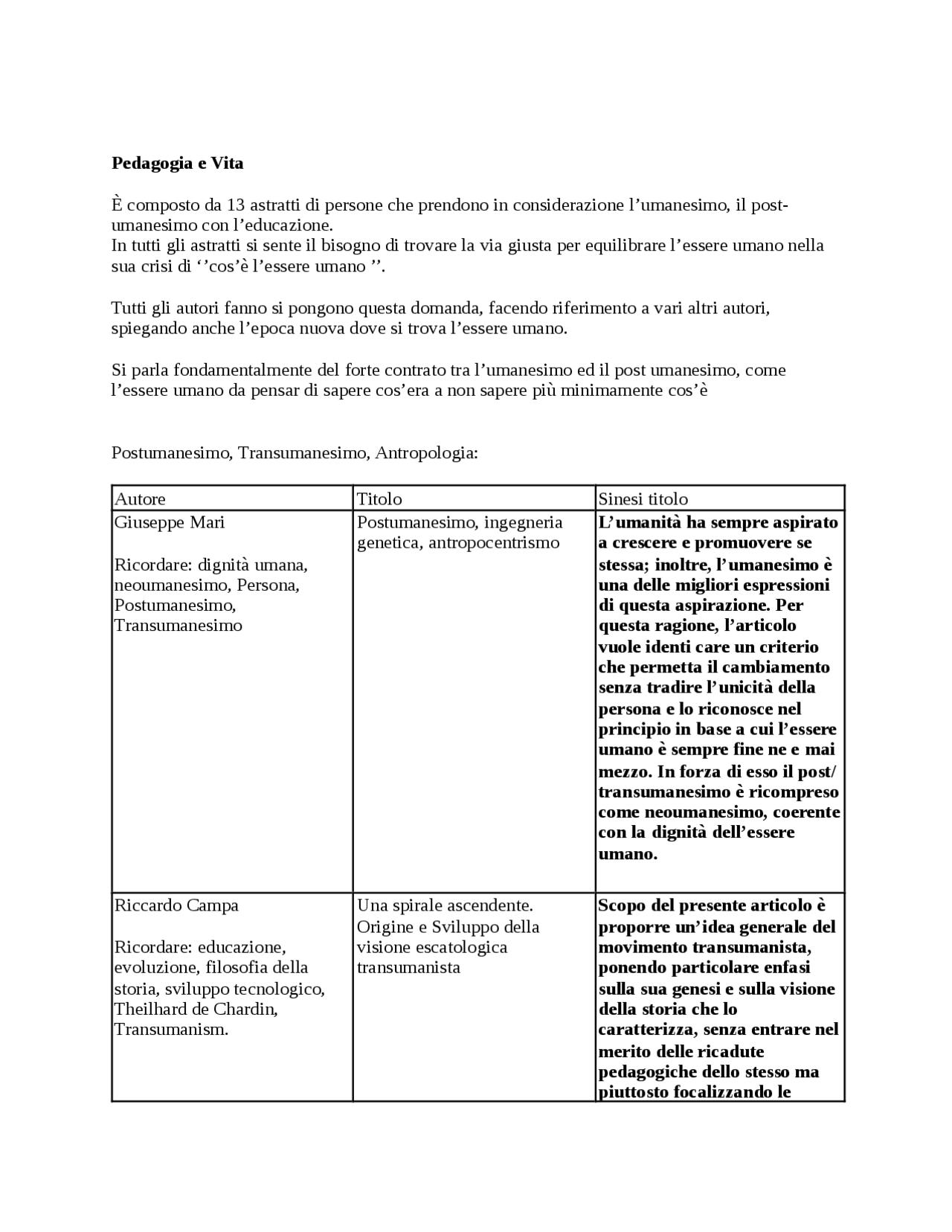 Pedagogia E Vita Giuseppe Mari Docsity