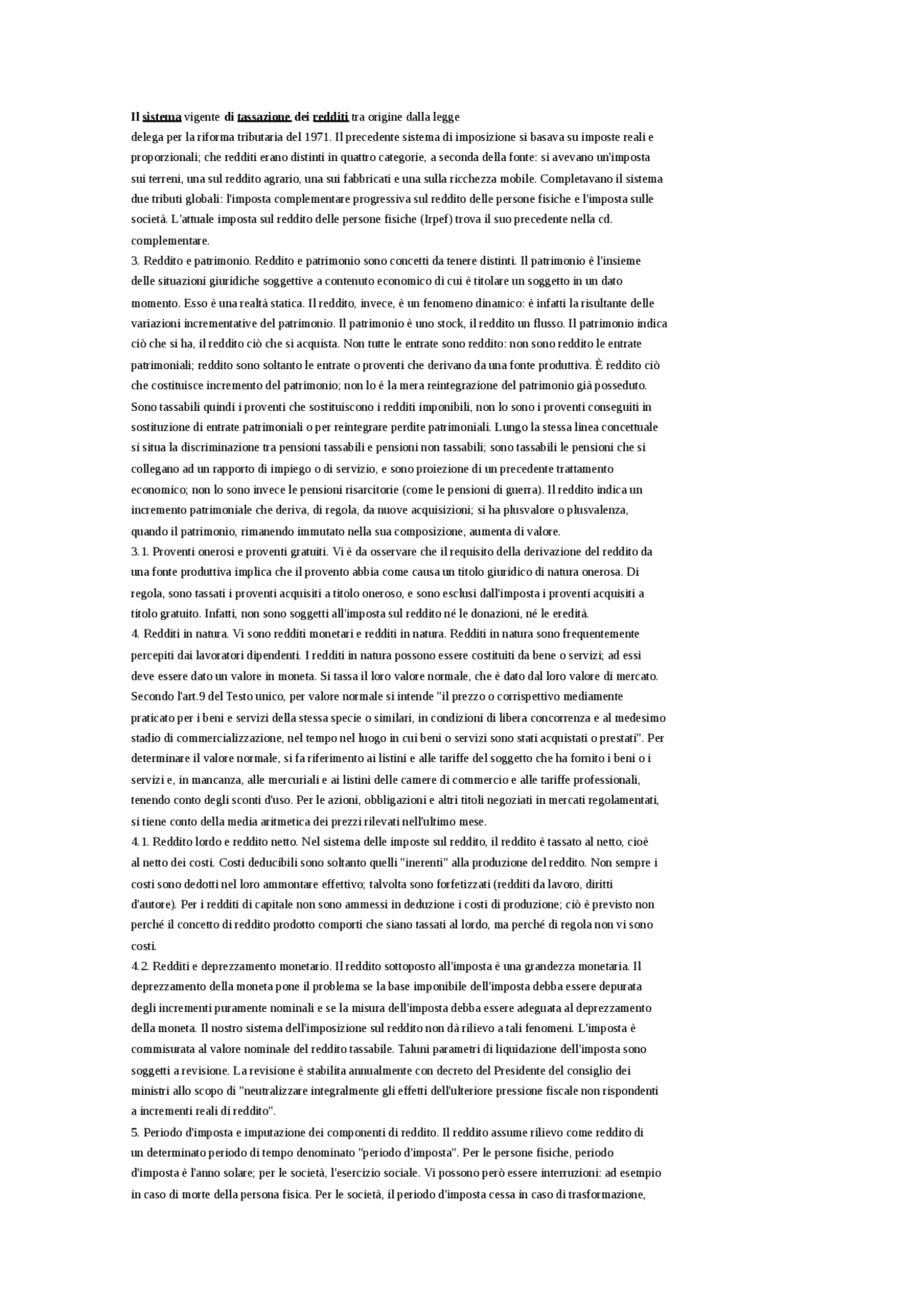 Sistema Tassazione Redditi Appunti Di Diritto Tributario Docsity