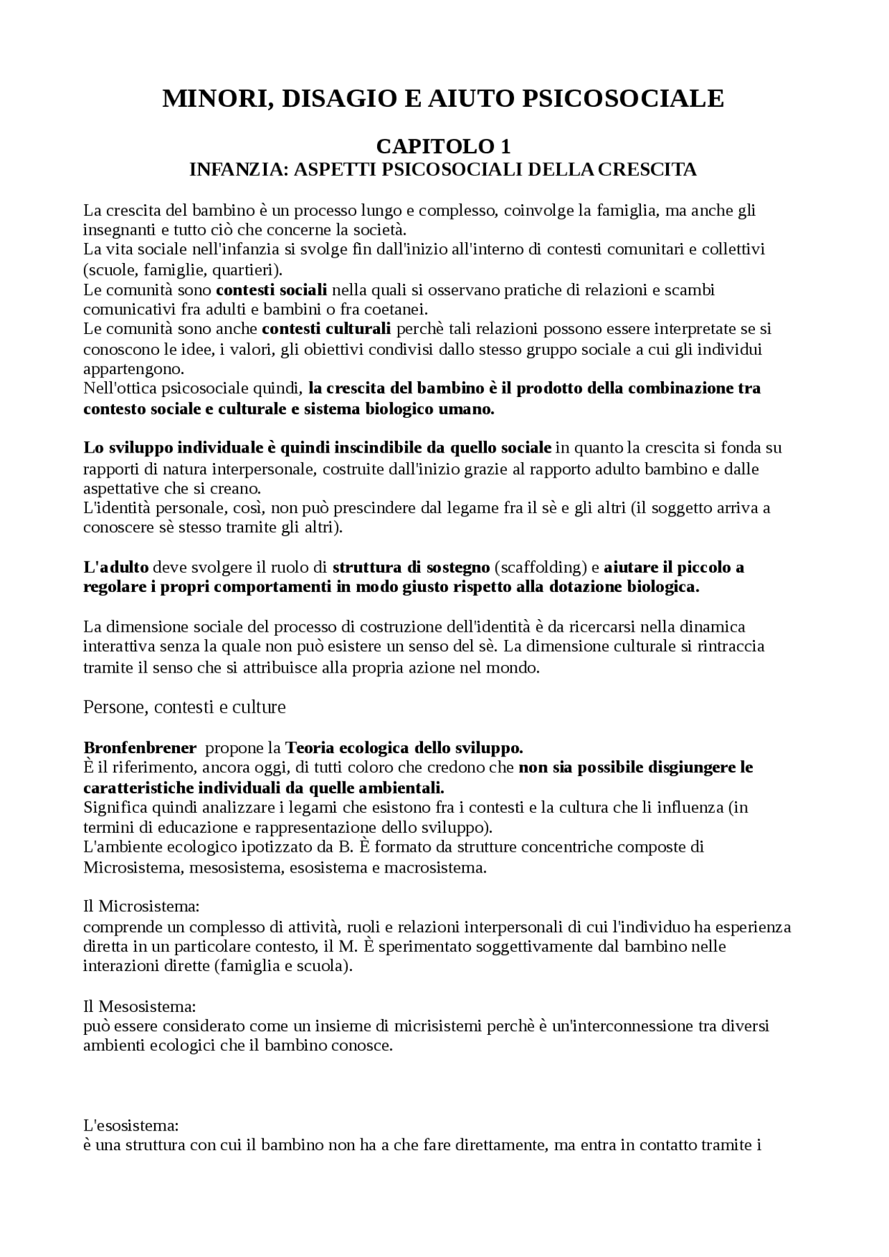 Minori Disagio E Aiuto Psicosociale Speltini Docsity