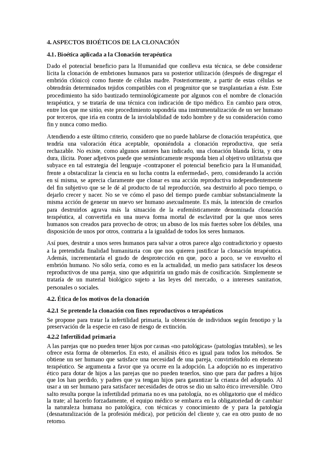 Aspectos Bioéticos De La Clonación Tesinas De Bioética Docsity