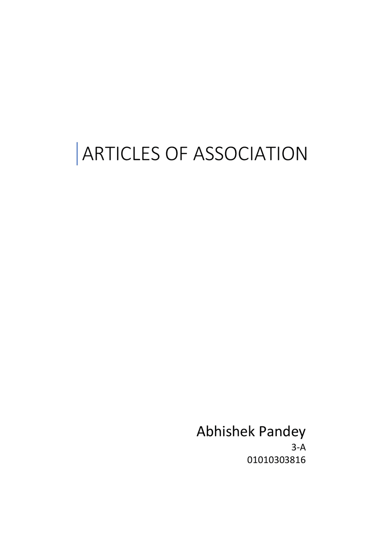 Articles Of Association Docsity