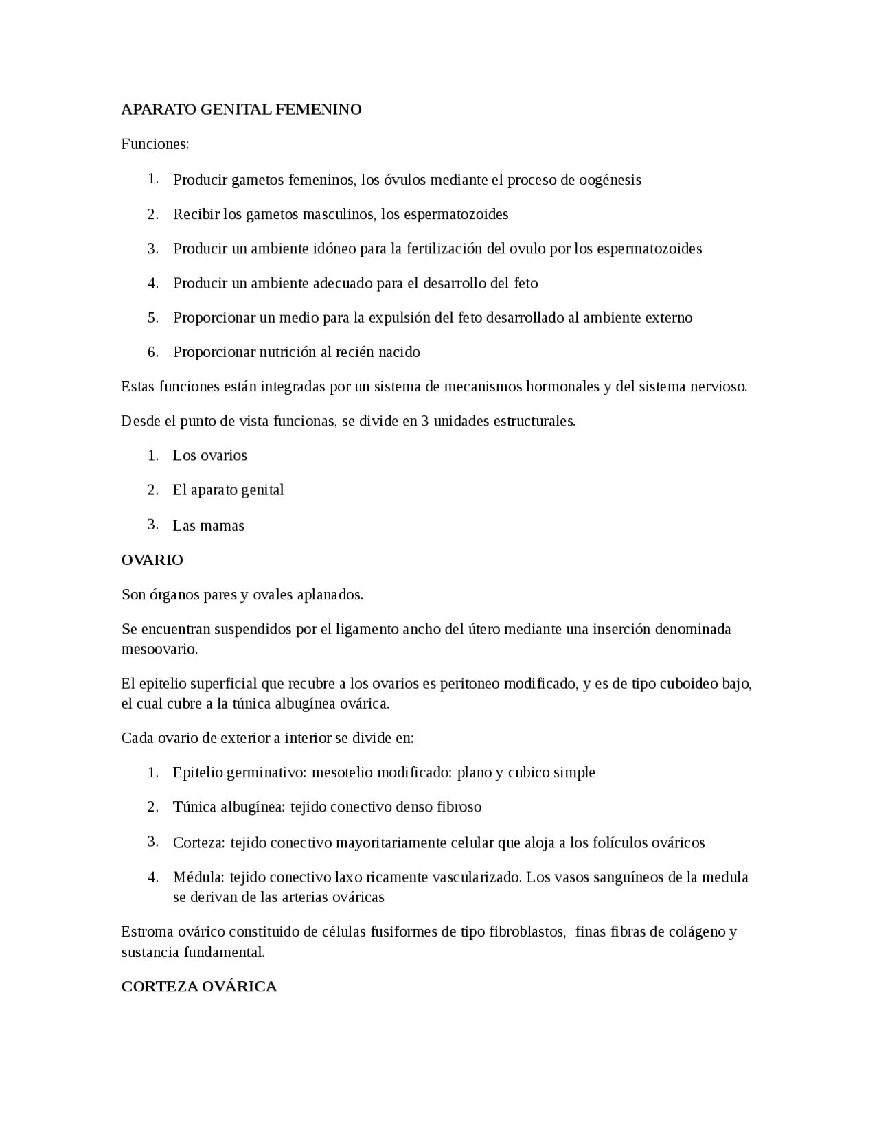 Aparato Genital Femenino Resúmenes De Histología Docsity