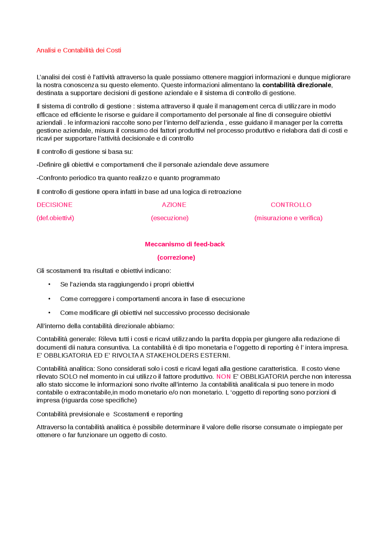 Strumenti Per Lanalisi Dei Costi Docsity