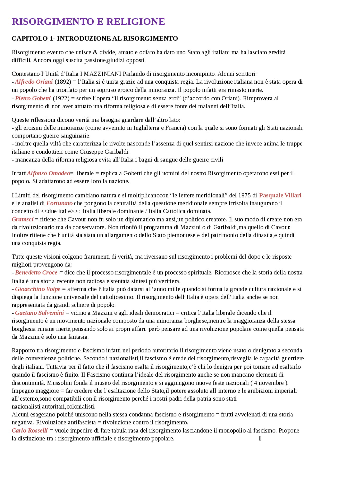 RIASSUNTI DI DIRITTO ECCLESIASTICO - RISORGIMENTO E RELIGIONE- UNIVERSITA' DEGLI STUDI ROMA TRE ...