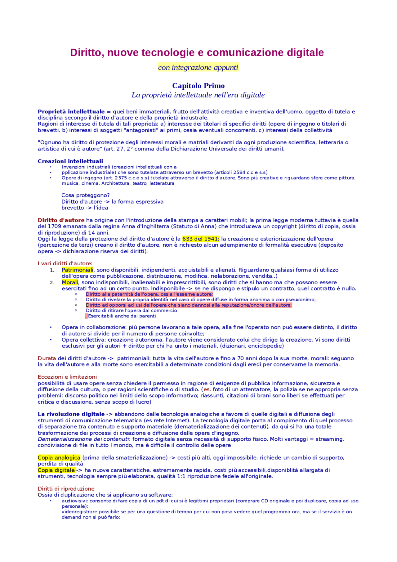 Riassunto Di Diritto Digitale Appunti Di Diritto Docsity