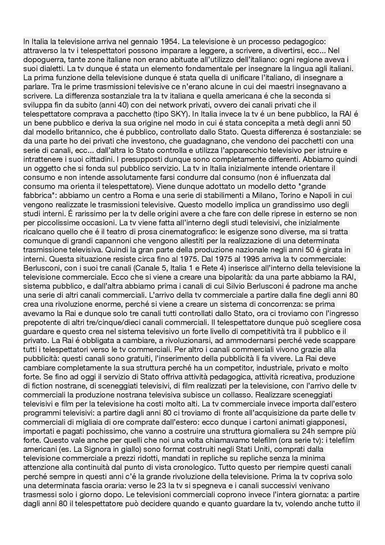 La Televisione Modelli Teorici E Percorsi Danalisi Docsity
