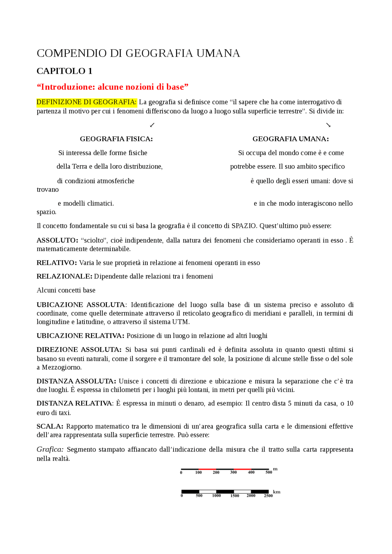 Compendio Geografia Umana Docsity