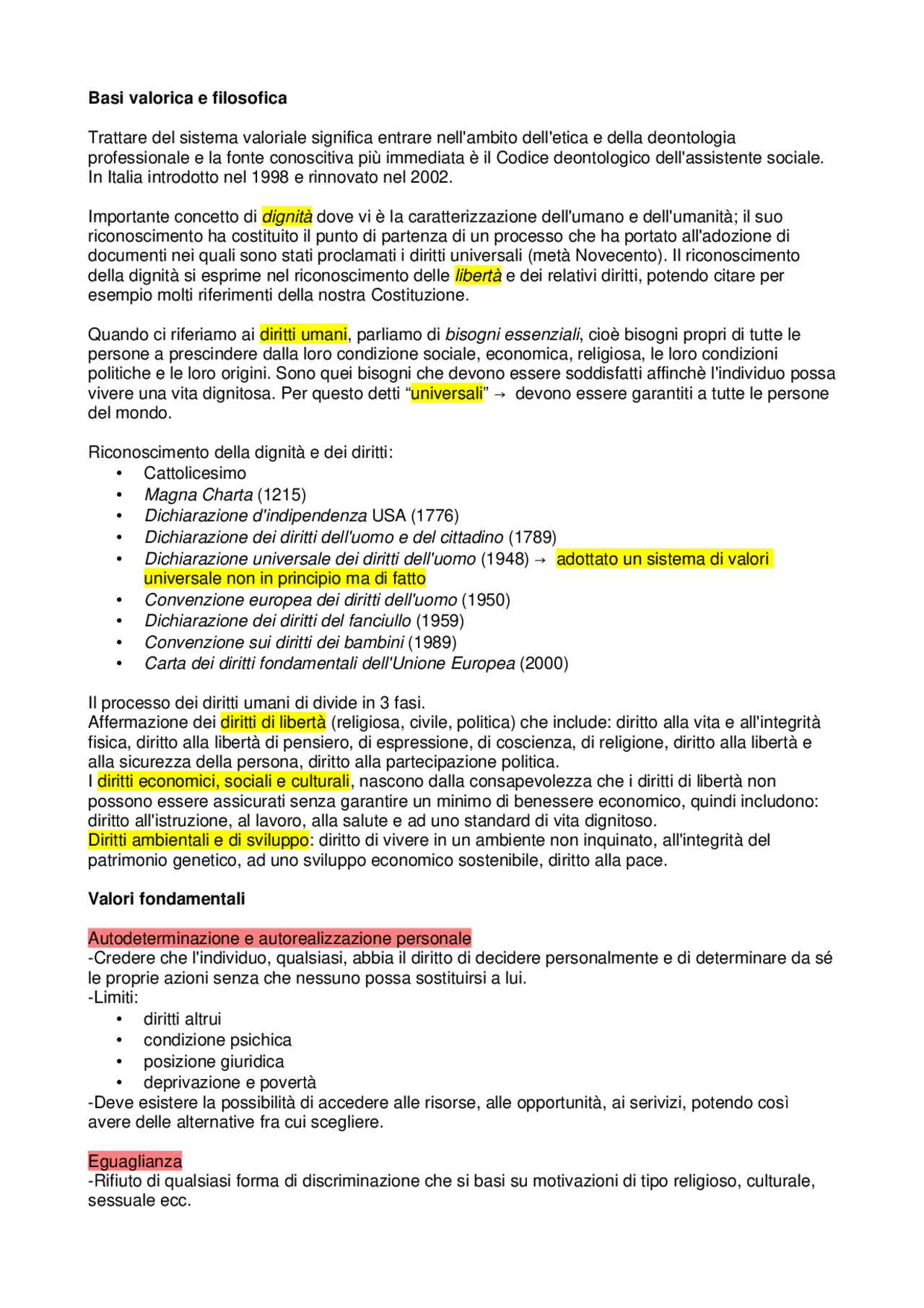 Principi E Fondamenti Del Servizio Sociale Docsity