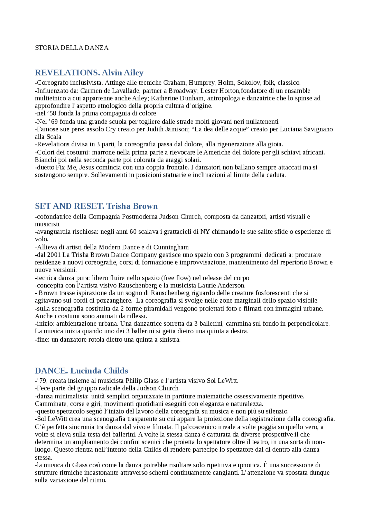 Appunti Dal Manuale Abc Della Danza Guatterini Per Storia Della