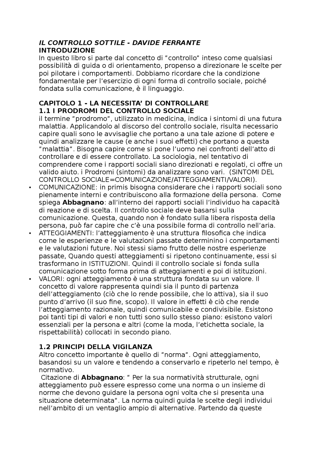 Controllo Sottile Riassunto Docsity