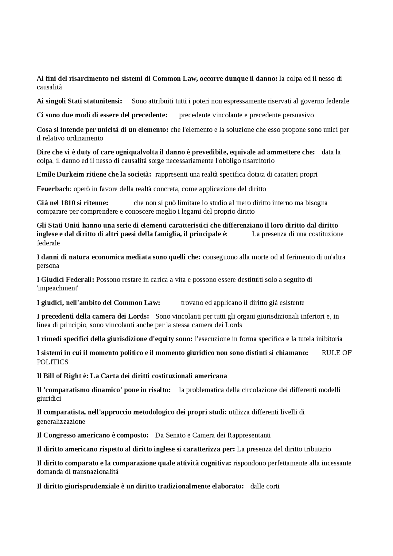 Test Diritto Privato Comparato Docsity